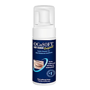 OCuSOFT Lid Scrub Original Foaming Eyelid Cleanser - Mild Instant Foaming Eyelid & Eyelash Cleanser - Daily Eyelid Wash to Remove Oil, Dust, Pollen & Eye Makeup - 7.25 fl oz