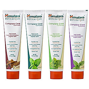 Himalaya Botanique Complete Care Toothpaste, Herbal, Variety Pack, Fights Plaque, Freshens Breath, Fluoride Free, No Artificial Flavors, SLS Free, Cruelty Free, Foaming, 5.29 Oz, 4 Pack