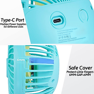 Portable Stroller Fan, With Flexible Tripod and 3 Speeds Clip On Car Seat Fan Mini Small Personal Handheld Battery Powered USB Fan, for Pram Crib Bike Treadmill Camping and Student Bed Desk