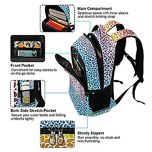 ALAZA Leopard Print Cheetah Animal Rainbow Colorful Backpack Purse for Women Men Personalized Laptop Notebook Tablet School Bag Stylish Casual Daypack, 13 14 15.6 inch
