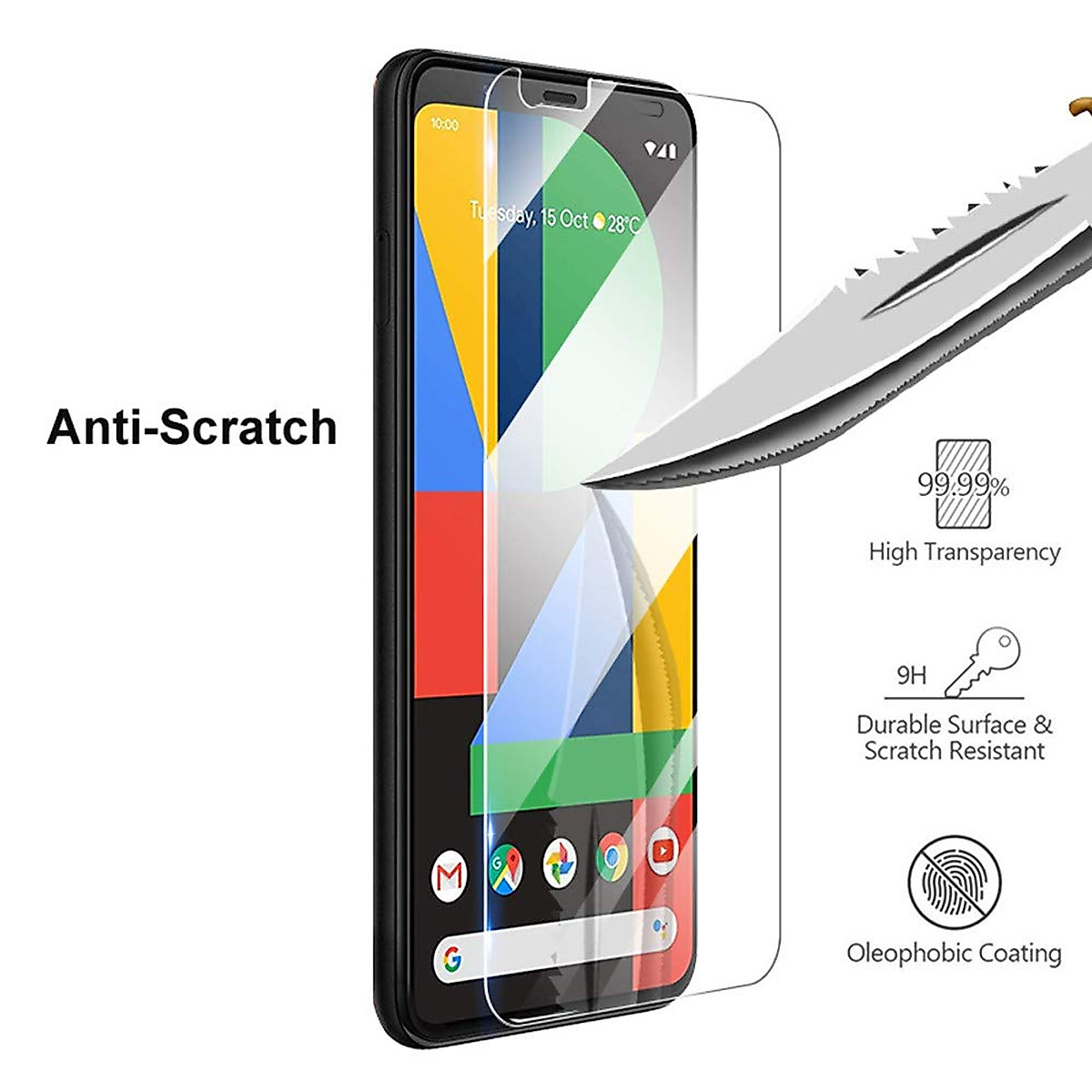 for Google Pixel 4 XL Screen Protector Tempered Glass, (2pcs) High Clear Thin Anti-stratch Screen Protector Protective Film for Pixel 4XL [Not Full Coverage]