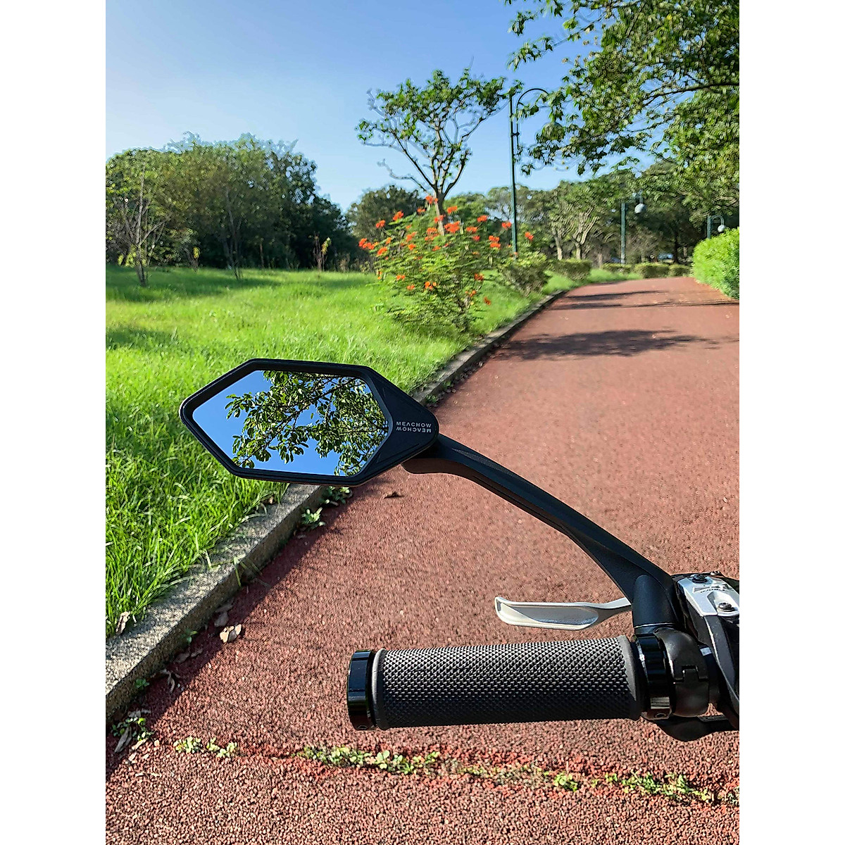 MEACHOW New Scratch Resistant Glass Lens,Handlebar Bike Mirror, Rotatable Safe Rearview Mirror, Bicycle Mirror, (Silver Left Side) ME-007LS