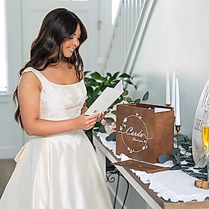 Daily Venture Wood Card Box with Slot & Lid | Assembled Card Box for Party | Rustic Wood Card Box for Wedding, Envelope Gift Box for Reception, Baby Shower, Wedding Card Box for Cards and Money