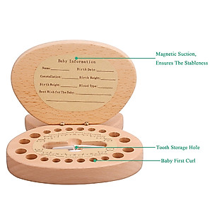 AhfuLife Baby Tooth Keepsake Fairy Box Holder with Lanugo Bottle, Wooden Rabbit Shape Keepsake Box for First Lost Teeth, Cute Tooth Storage Holder, Baby Shower Gifts for Newborn, Boy & Girl