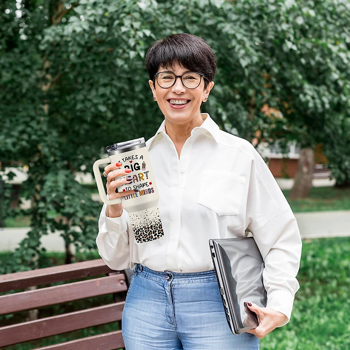 Teacher Gifts for Women, 40oz Teacher Tumbler with Handle, Teacher Appreciation Week Gifts, Best Teachers Gifts Ideas for Birthday Christmas Graduation Back to School Teacher Nutrition Facts Cup