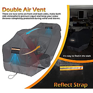 IC ICLOVER Snow Blower Cover, 600D, Two Stage Electric Snow Thrower Cover, Heavy Duty 600D Oxford Fabric Waterproof, Windproof, Sun UV Dust Proof, with Air Vent, Reflective Stripe Handle