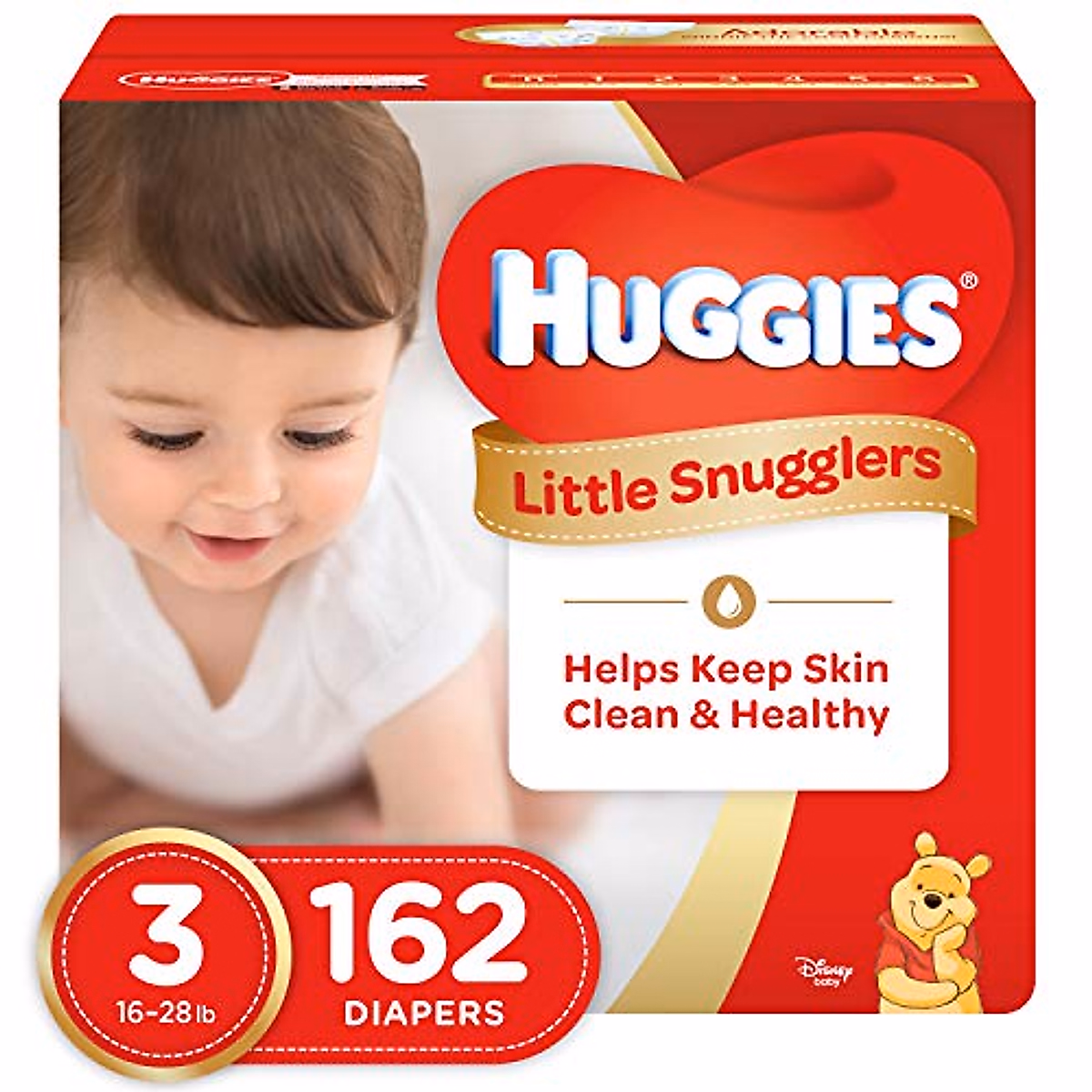 Huggies Little Snugglers Baby Diapers, Size 3, 162 Count, Unscented, Hypoallergenic, DryTouch Liner, Pocketed Waistband, Wetness Indicator, Double Grip Strips
