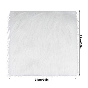 4pcs Faux Fur Shaggy Fluffy Faux Fur Fabric for DIY Craft Costume Seat Cushion Pad 10x10inch (White)