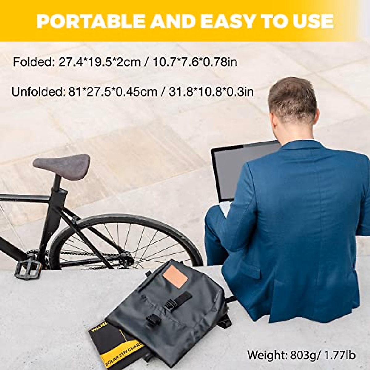 WANROY 21W Solar Panels, Portable Solar Panel with 2 USB Ports, Foldable Solar Panel Kit Outdoor for RV Camping Hiking Boating Cycling Power Your Phone Watch
