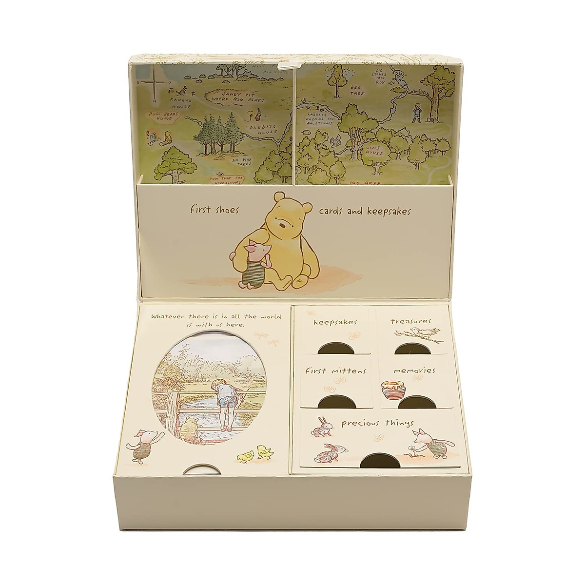 Happy Homewares Winnie The Pooh Keepsake Box with Drawers and Map of Hundred Acre Wood - Officially Licensed