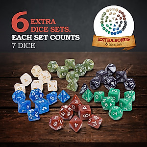 Dungeons and Dragons Essentials Kit - Starter Set Extra 6 Dice Sets, Flannel Bags, Master Screen, Figures, New Heroes, Dice Guide, Statistic Sheets - DND 5th Edition Rolling Board Game