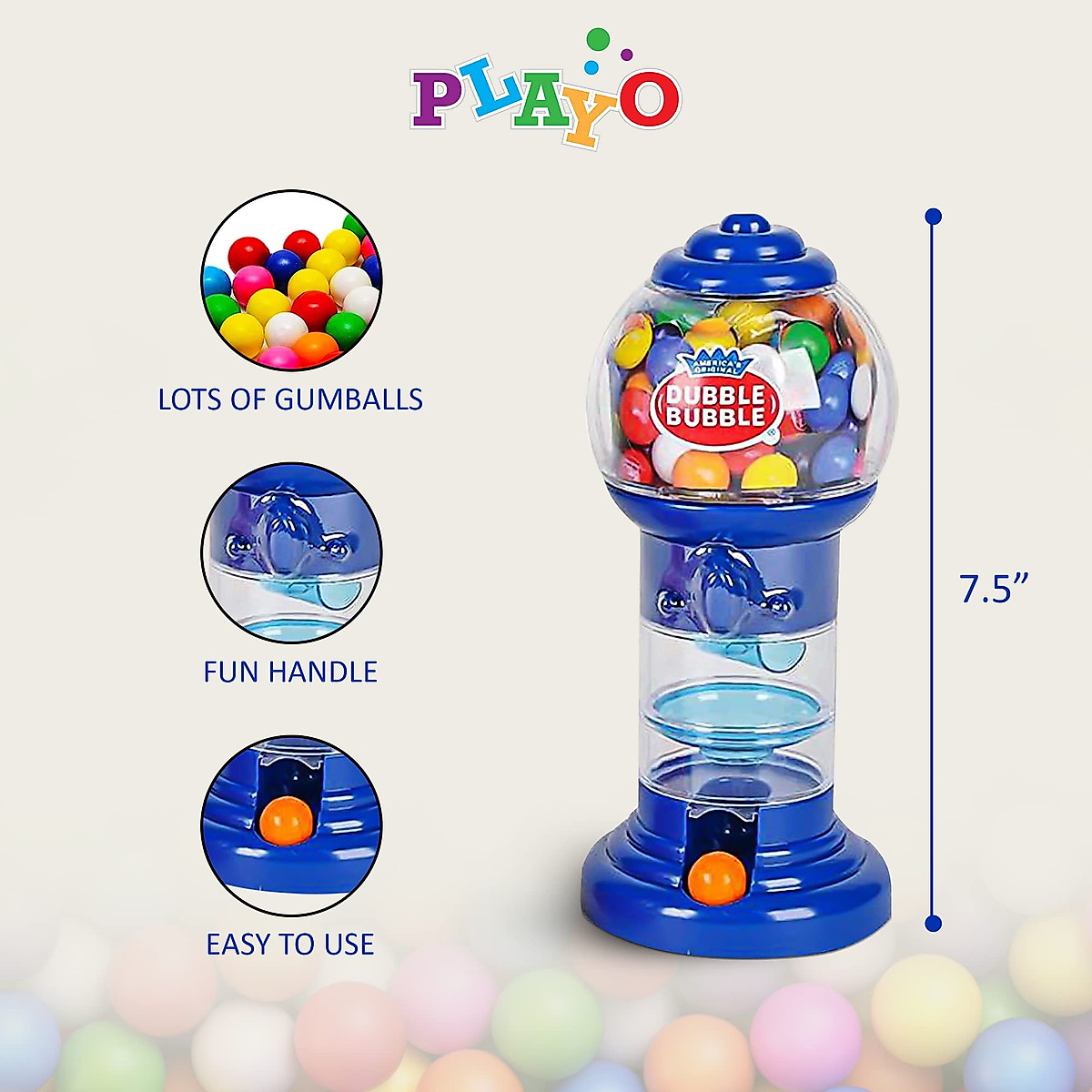 PlayO 7.5" Spiral Gumball Machine Toy - Spiral Style - Kids Twirling Style Candy Dispenser - Birthday Parties, Novelties, Party Favors & Supplies - Gumballs Included (Blue)