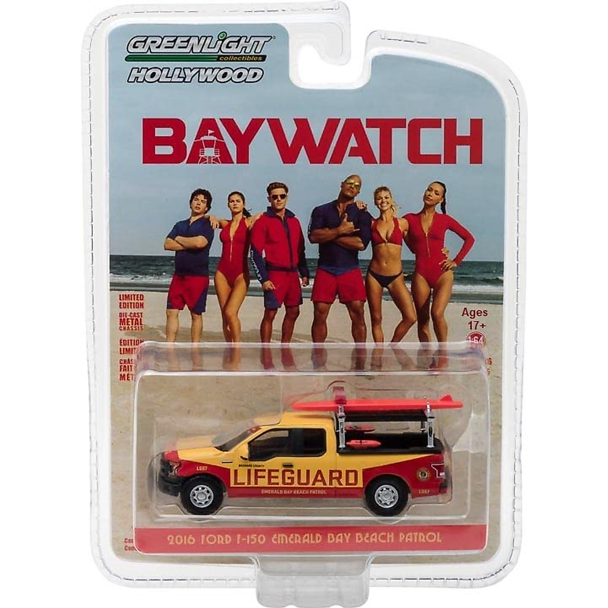 Greenlight Hollywood 44760-F Baywatch - 2016 F-150 Emerald Bay Beach Patrol 1/64 Scale Diecast