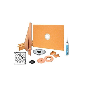 Schluter Kerdi 38-Inch X 60-Inch Center Shower Kit with Chrome Drain