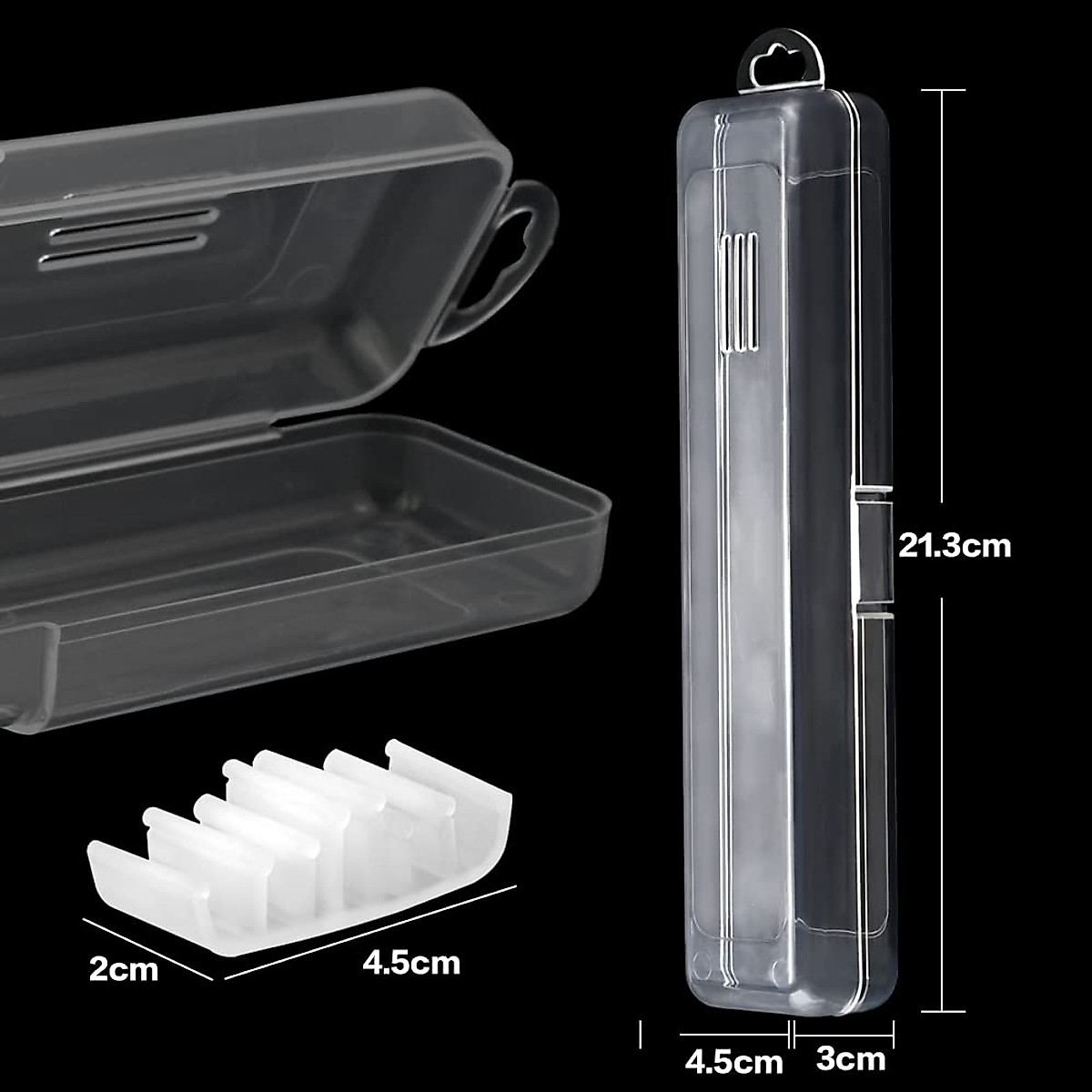 WYOMER Pack of 4 Travel Size Toothbrush Case Holder, Transparent Plastic Toothbrush Case Portable Toothbrush Storage, Hard Plastic Transparent Toothbrush Carrying Box for Traveling