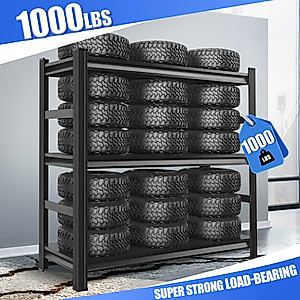 36 "H Heavy Duty Adjustable 3-Tier Metal Shelving|Garage Shelving with 1000 lbs. Load Capacity|Easy-to-Assemble Shelving|36 "H*35.5 "W*15.8 "D, Rustproof, Suitable for Bathrooms, Basements