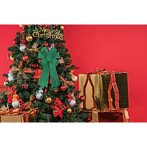 Hying Green Velvet Ribbons for Crafting, 2.5" × 10 Yards Wired Edge Ribbons Golden Edges Green Ribbon Birthday Holiday Craft Ribbons for Wreath Bows Gift Wrapping Wedding Decorations Supplies