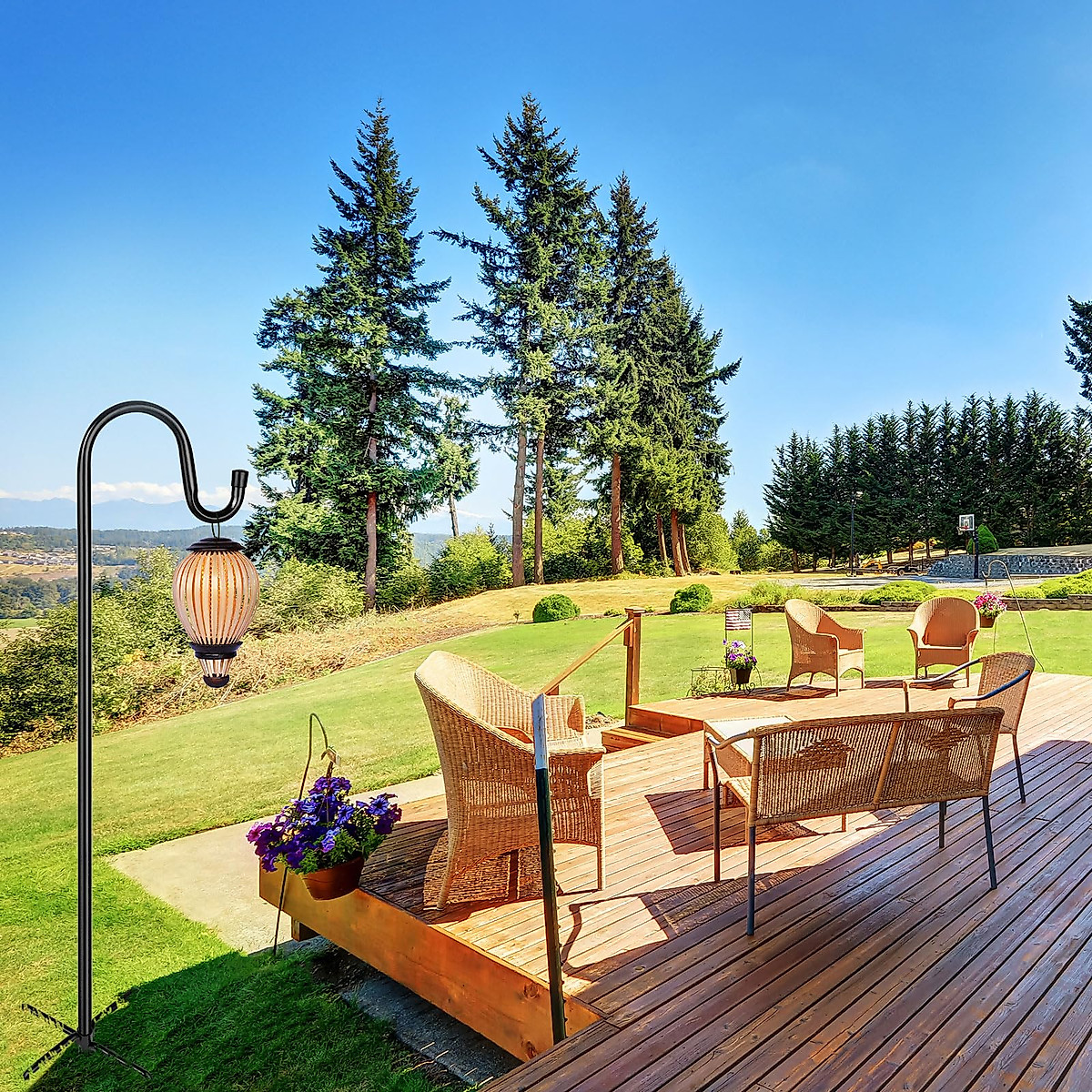 ToyHotels Shepherd Hooks for Outdoor, 1 Pack 62 Inch Bird Feeder Pole with 5 Prongs Base for Hanging Lantern, Hummingbird Feeder, Lightweight Plant, Shepherds Hook for Bird Feeders for Outside