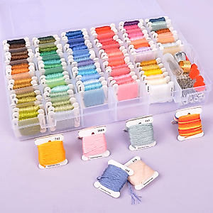 VICOVI Embroidery Thread Kit Including 150 Skeins Embroidery Floss 30 Skeins White & Black Thread 800 Beads 52Pcs Cross Stitch Tools for Friendship Bracelet String DIY