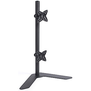 Dual Monitor Desk Stand for (2) 13” to 27” Screens, Countertop Display for Flat Screen Monitors, VESA 100x100, Steel (Black)