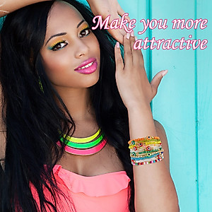 Kigeli 48 Pcs Beaded Evil Eye Bracelet Handmade Religious Protection Bracelet Elastic Lucky Turkish Jewelry Good Luck Nazar Amulet Bangle for Women Men Teens