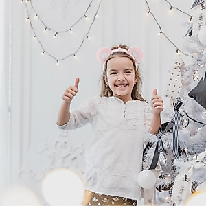 LALAFINA Bear Ears Headband Plush Pink Fluffy Hairband Animal Ear Caps Face Washing Hair Hoops Cute Hairband Makeup Headband for Women Girls