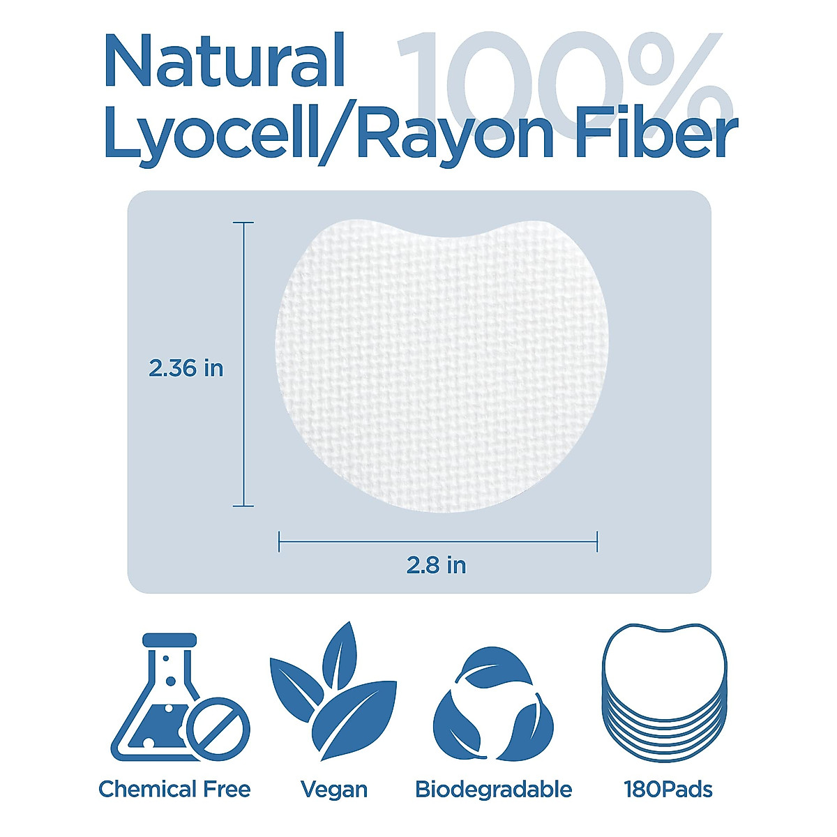 KADRIAN Double-Sided Facial Pads - Lint free - for Makeup Remover and Toner - Rayon face pads for toner and cleasing - Rayon not cotton balls - Exfoliating cotton rounds for face (180 Pads)