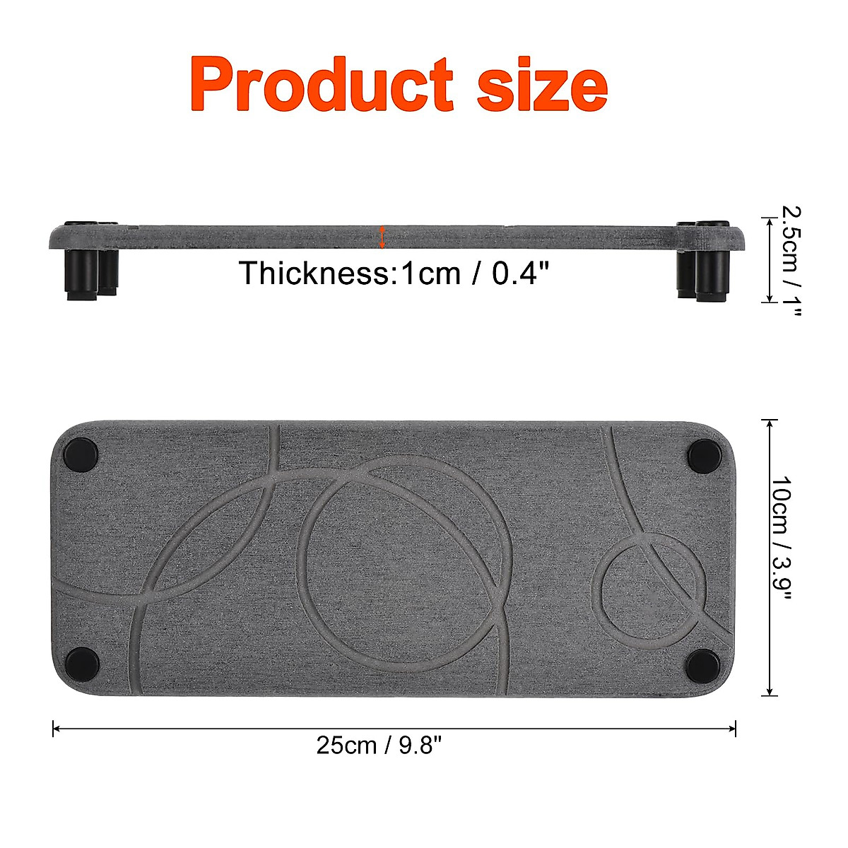 uxcell 2pcs Instant Dry Sink Organizer, Fast Drying Stone Sink Tray, Water Absorbing Stone Tray with Stainless Steel Feet for Bathroom Organization Grey