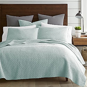 Levtex Home - Cross Stitch Quilt Set - 100% Cotton - Twin/Twin XL Quilt (68x86in.) + 1 Standard Shams (26x20in.) - Blue Haze Quilt with Matching Stitching