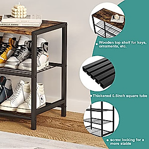 JEROAL 3-Tier Shoe Rack Storage Organizer,6-9 Pairs Sturdy Shoe Shelf for Entryway, Hallway and Closet Space Saving Storage and Organization