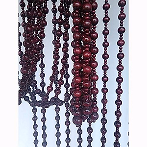 OKUOKA 33 Strands Beaded Door Curtains for Doorways Wood Bead String Curtain for Room Dividers Red Wine Home Entrance Partition Decoration, Size Customizable (Size : 100x120cm)