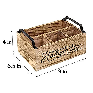 Kitchen Countertop Utensil Holder, Rustic Kitchen Utensil Caddy, Flatware Caddy and Silverware Organizer, Wood Utensil Caddy for Kitchen Countertop Organizer