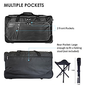 Travolution Dance Bag with Garment Rack, 24 Inch Rolling Duffel With Wheels, Ideal for Competitions & Travel, Easy-assembly Lightweight Aluminum Clothes Rack, Wheeled Upright Luggage, Black/Gray