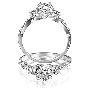 1.48 Carat (ctw) moissanite engagement rings for women - 10K white gold ring moissanite rings -7