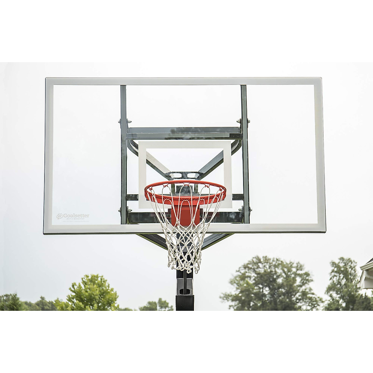 Goalsetter All-American In Ground Adjustable Basketball System with 60-Inch Glass Backboard and Single Static Rim, Black (SS45560G1)