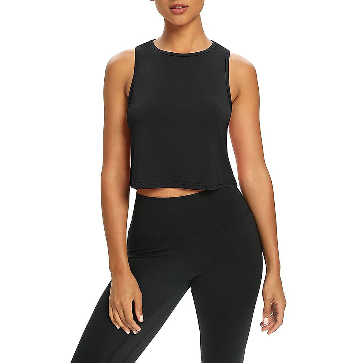 Mippo Workout Crop Tops for Women Open Back Tank Tops for Women Flowy Athletic Tops Tennis Tops Gym Tanks Backless Yoga Tops for Women Mesh Workout Tops for Women Black L