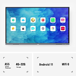 JAV Smart Board H10 Interactive Whiteboard 55 Inch Touchscreen 4K Display Board for Classroom Home Office（Wall Mount Included