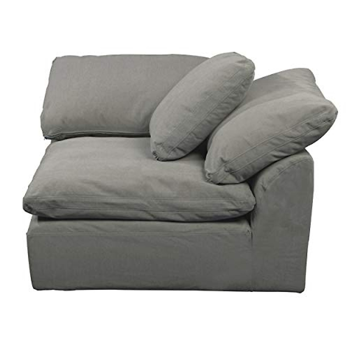 Sunset Trading Cloud Puff 3 Piece Performance Gray Grey 1` Slipcovered Modular Sectional Sofa, 132" Deep-Seating Down-Filled Couch