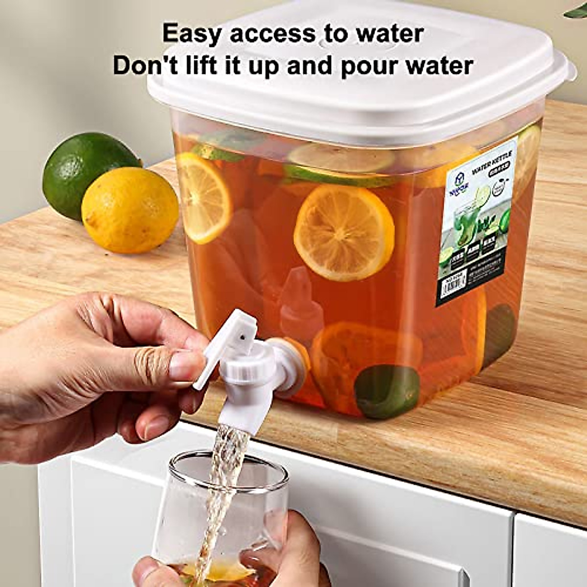 MISNODE Plastic Drink Dispenser Large Capacity 3.5L Beverage Dispenser Durable Dispenser Refrigerator Beverage Bucket Daily Use Drink Dispensers for Parties Camping Fridge