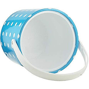 Hand Made In USA Turquoise & White Double Walled 3-Quart Insulated Ice Bucket With Ice Tongs (Polka Dot Collection)