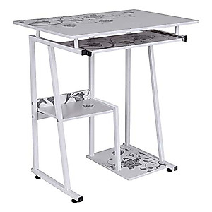 Desktop Computer Desk with Storage, Home Office Study Writing Table Computer Gaming Table Bedroom Laptop Table, Student Study Desk PC Laptop Table Mobile Medical Overbed Table for Living Room (White)