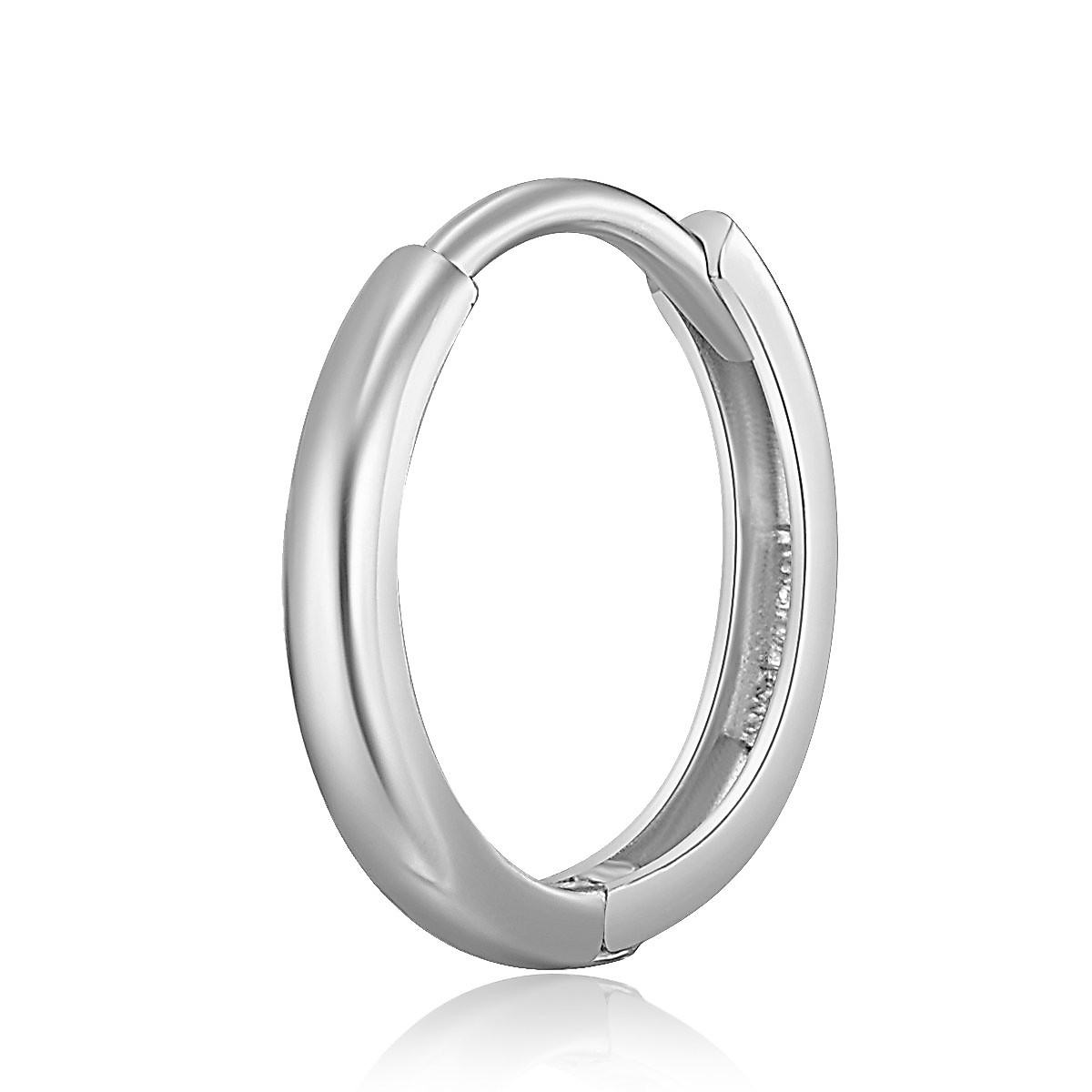 14k REAL White Gold 2mm Thickness Hoop Huggie Earrings (11 x 11 mm)