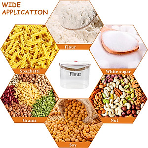 Xbopetda Flour Containers with Lids Airtight, Clear Plastic Flour Storage Container with Wide Mouth & Spoon, Time Recording Flour Sugar Storage Containers, Dry Food Storage for Kitchen Pantry Storage