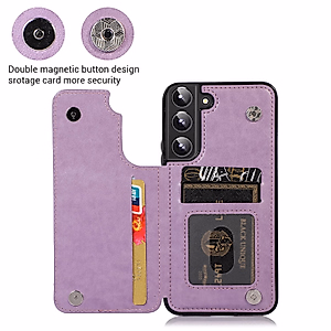 UEEBAI Case for Samsung Galaxy A13 5G/A04s, Luxury PU Leather Flip Case [Two Magnetic Clasp] [Card Slots] Stand Function Embossed Flower Pattern Durable Soft TPU Back Wallet Cover - Purple