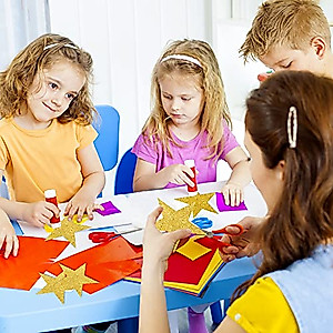 100 PCS Glitter Gold Five Star Cutouts Paper Star Confetti Cutouts Gold Star Cutouts for Bulletin Board Stars Accents Classroom Wall Party Decoration Supply