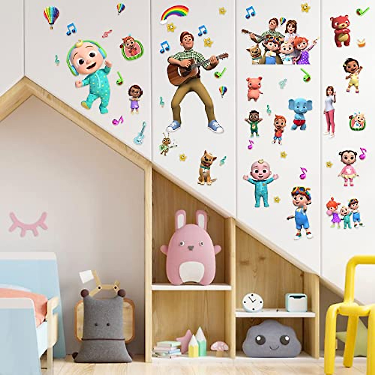 Cartoon Wall Decals Waterproof Peel and Stick Wall Decoration Stickers for Boys Girls Bedroom Bathroom Living Room Kitchen Nursery Playroom Decor