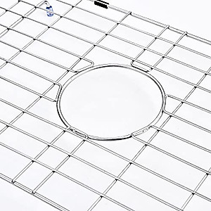 TRUSTMI Sinks Protector for Kitchen Sink Stainless Steel Protective Bottom Grid Single Bowl Middle Drain Rack, 24 x 12.5 inches, Silver