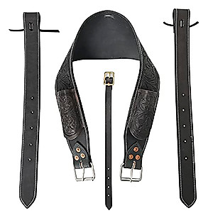 HILASON Horse Saddle Flank Cinch Girth Handtooled Leather W/Billets Black Comfytack