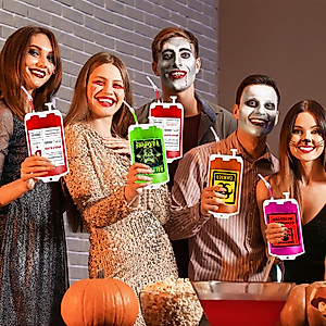 MGparty 80 Packs Blood Bags for Drink, Blood IV Bags for Halloween Party Decoration Drink Container Juice Pouch Prop for Zombie Vampire Theme Party Props (80Pcs Bag, 5 Syringes)