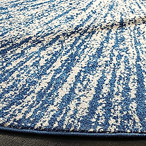 SAFAVIEH Evoke Collection 5'1" Round Navy/Ivory EVK228N Abstract Burst Non-Shedding Dining Room Entryway Foyer Living Room Bedroom Area Rug